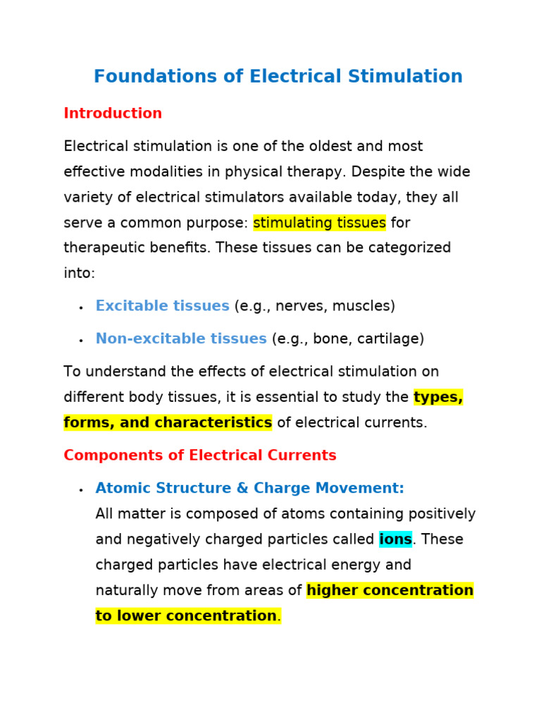 Understanding Electrical Stimulation Basics | PDF | Electric Current ...