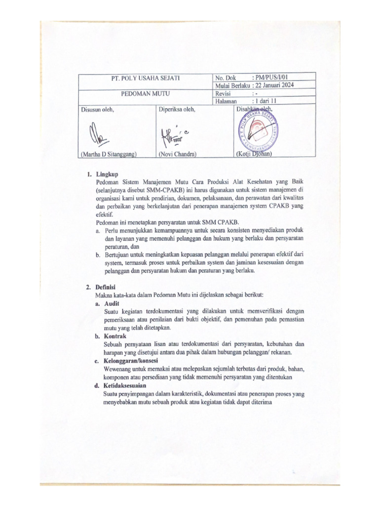 Pedoman Mutu | PDF