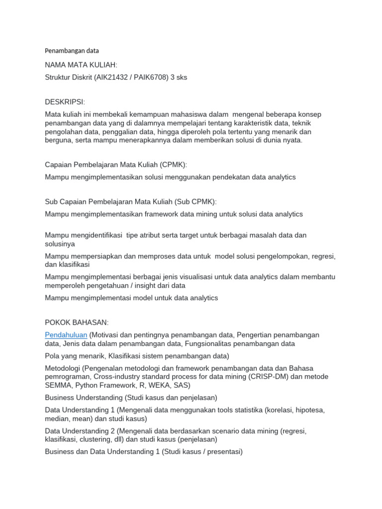Konsep dan Teknik Penambangan Data | PDF
