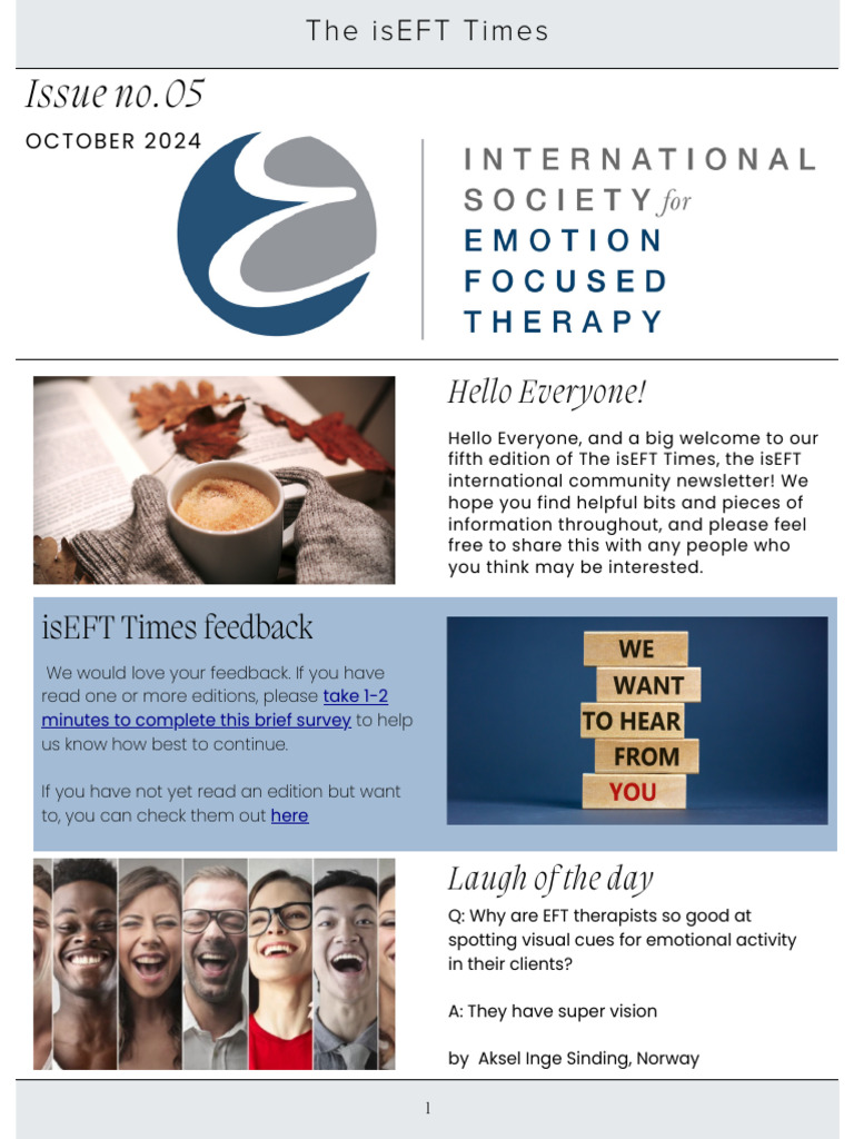 October 2024 ISEFT News Letter | PDF | Psychotherapy | Behavioural Sciences