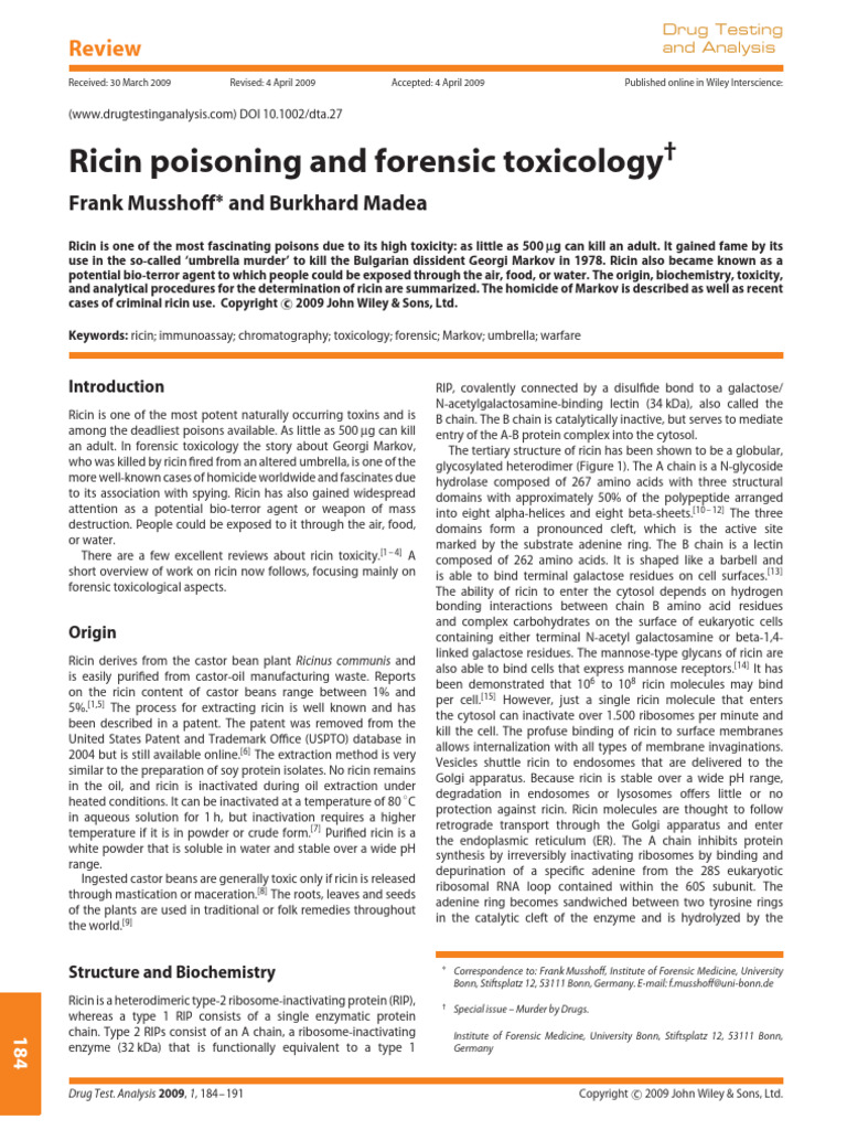 19c2 Ricin N Forensik Toxicologi | PDF | Cell Biology | Biochemistry