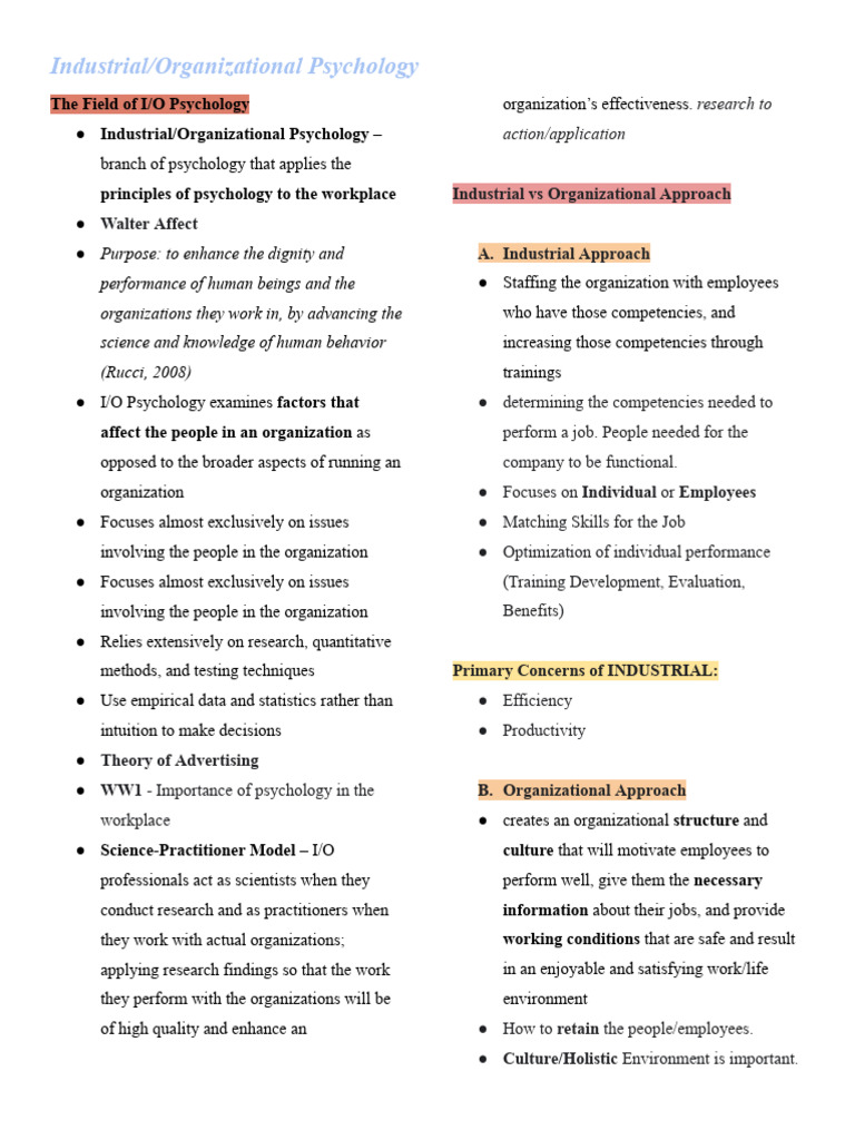 Industrial Organizational Psychology | PDF | Industrial And ...