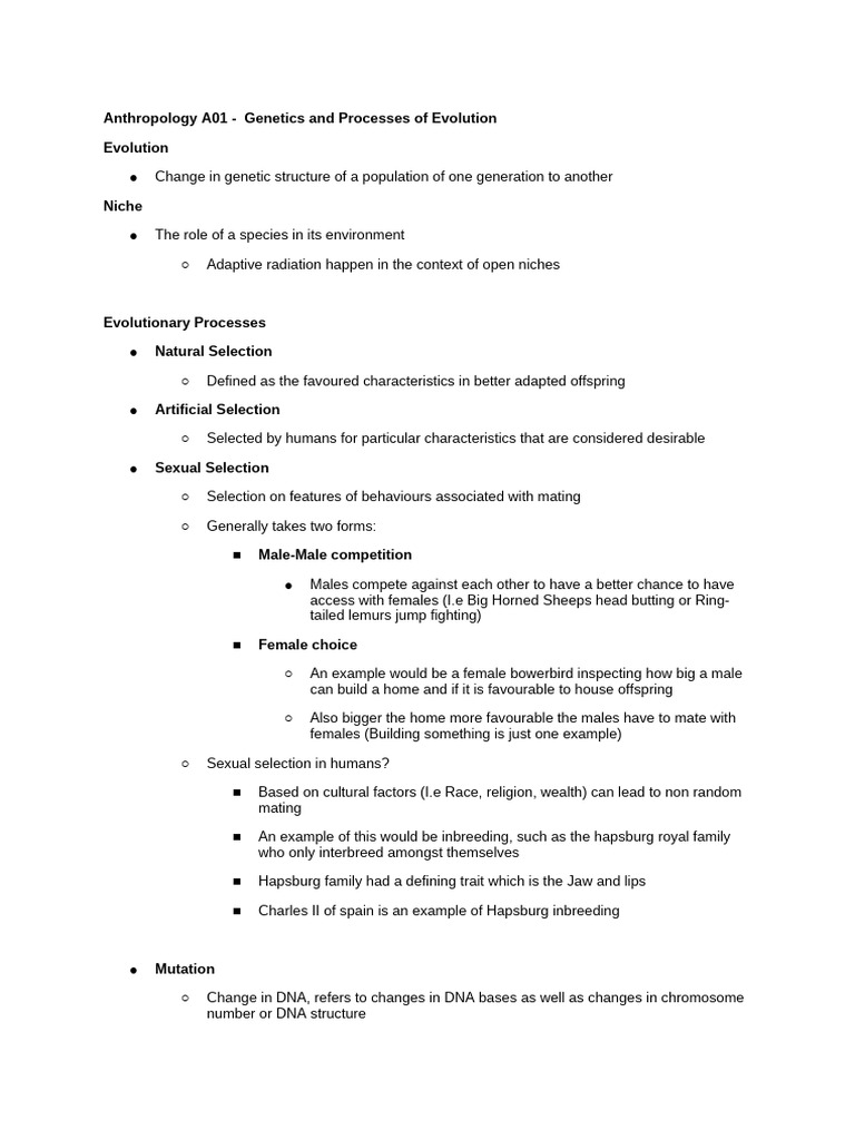 ANTA01 Lecture 2 Genetics and Processes of Evolution | PDF | Dominance ...