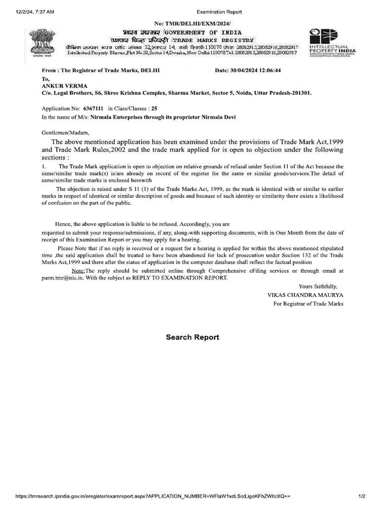 Examination Report | PDF