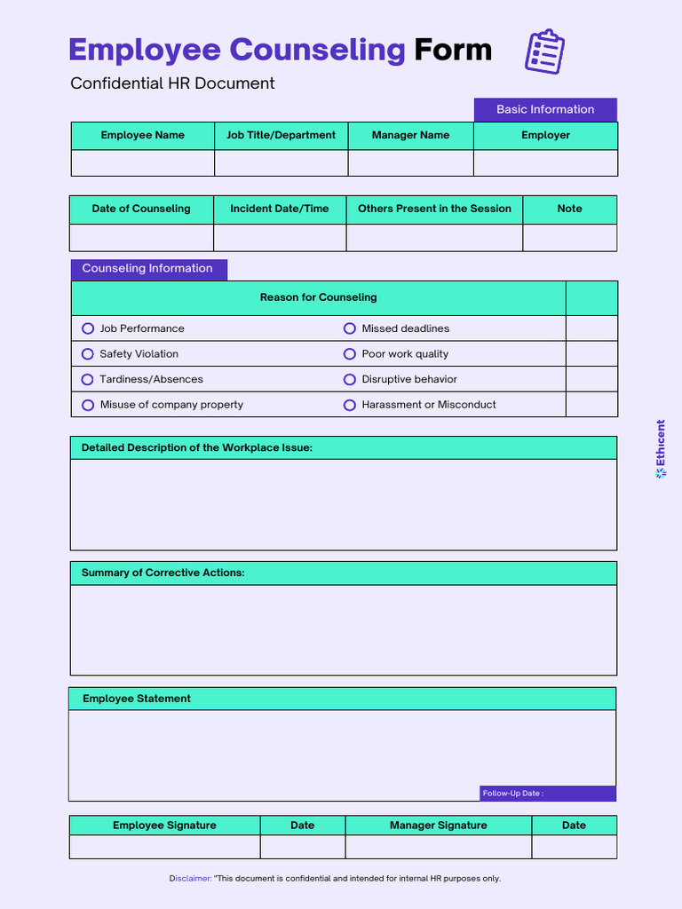 Employee Counseling Form Template | PDF