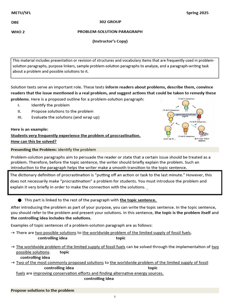 Problem-Solution Paragraph Guide | PDF | Procrastination | Professional ...
