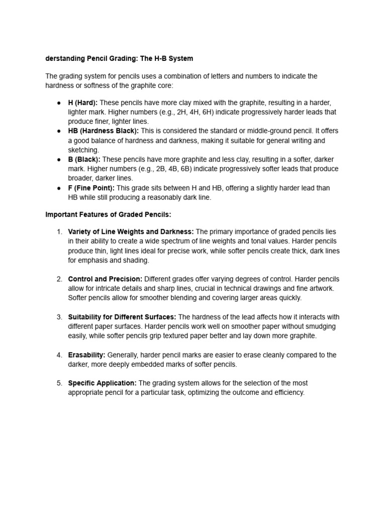 Understanding Pencil Grading System | PDF | Pencil | Drawing