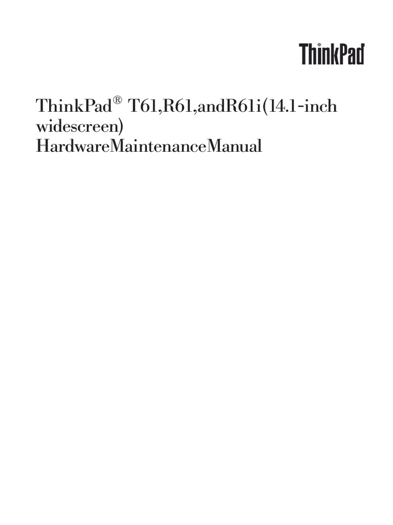 User Manual Lenovo ThinkPad T61 (English - 256 Pages) | PDF