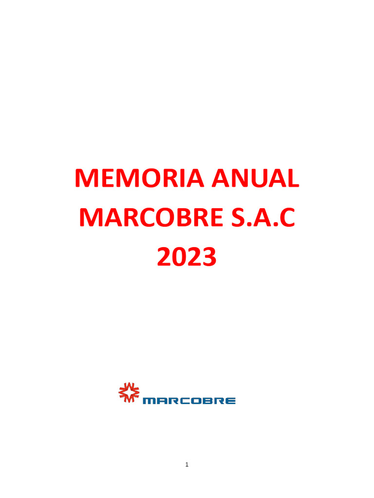 Marcobre - Memoria Anual 2023 | PDF | Riesgo | Corrupción política