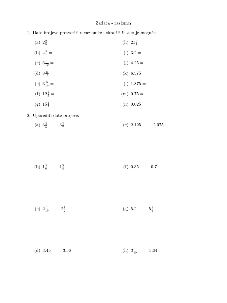 Zadaca 5 - razlomci | PDF