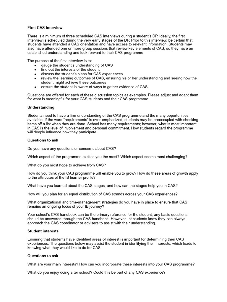 First CAS interview | PDF | Learning | Cognitive Science