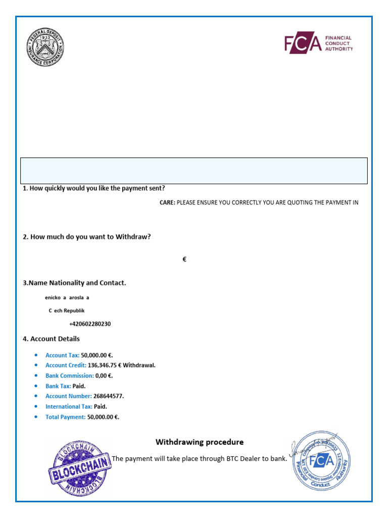 FCA Withdrawal Form Instructions | PDF