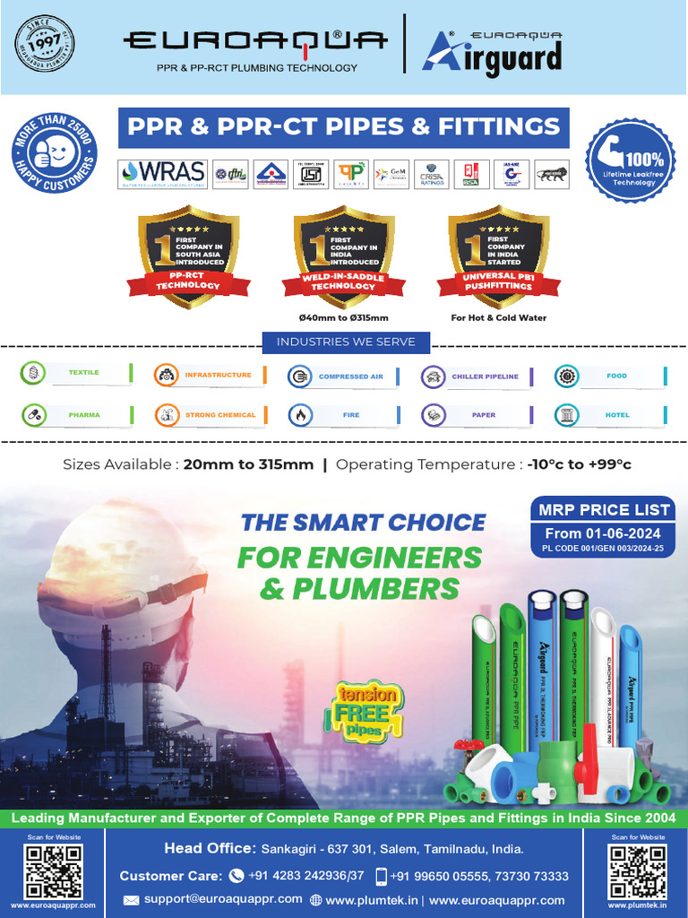 PPR Pipes & Fittings Price List 2024 | PDF | Tools | Equipment