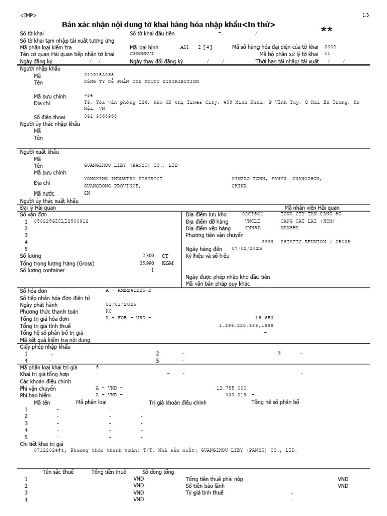 Tờ Khai HQ7N_OMD_HCM | PDF