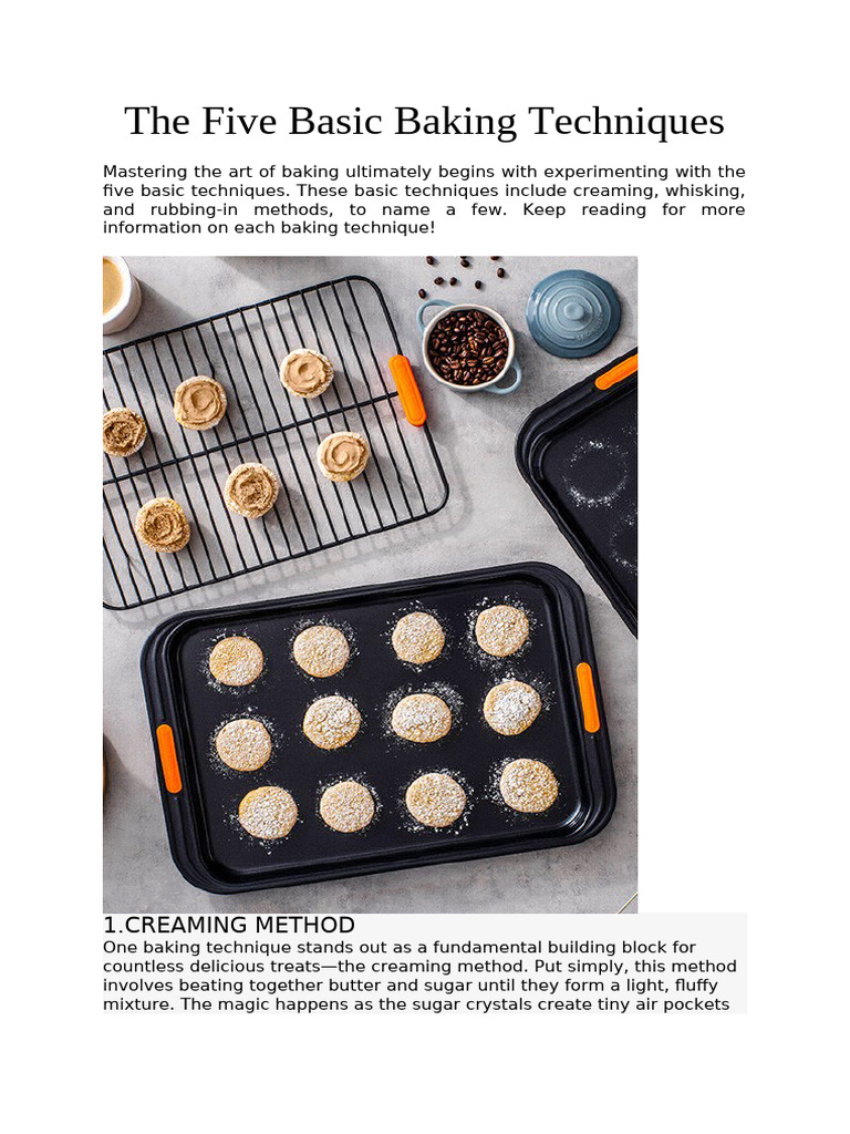 The Five Basic Baking Techniques | PDF | Baking | Desserts
