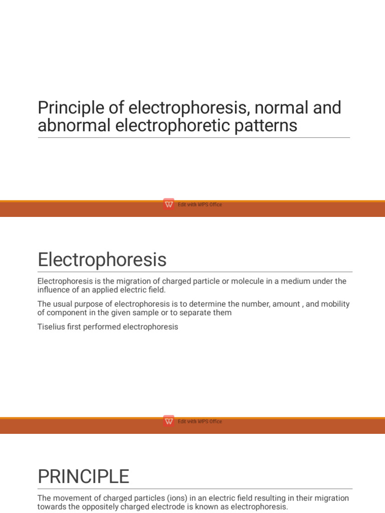 Electrophoresis: Normal and Abnormal Patterns | PDF | Electrophoresis | Ion