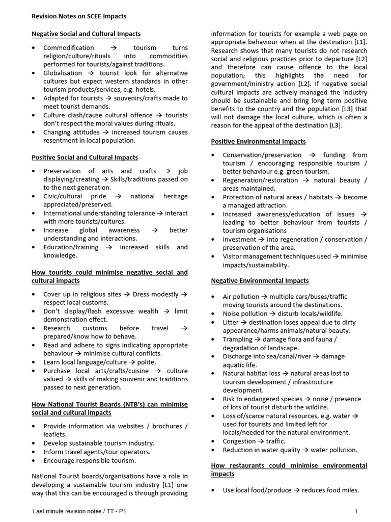 Last Minute Revision Notes - TT P1 | PDF | Tropical Cyclones | Tourism