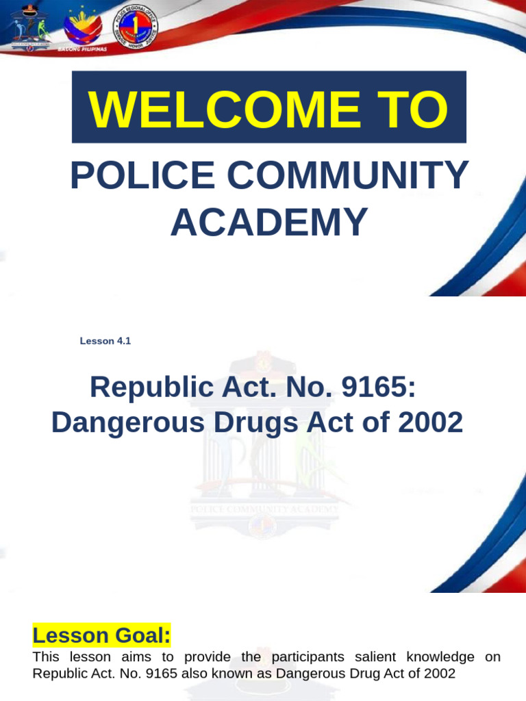 Lesson 4.1 Republic Act 9165 | PDF | Recreational Drug Use | Drugs