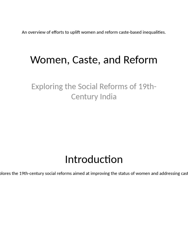 Women Caste and Reform Detailed | PDF | Caste | Women's Rights