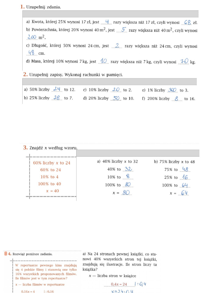 2-6 Obliczanie Liczby, Gdy Dany Jest Jej Procent (Ćwiczenia) | PDF