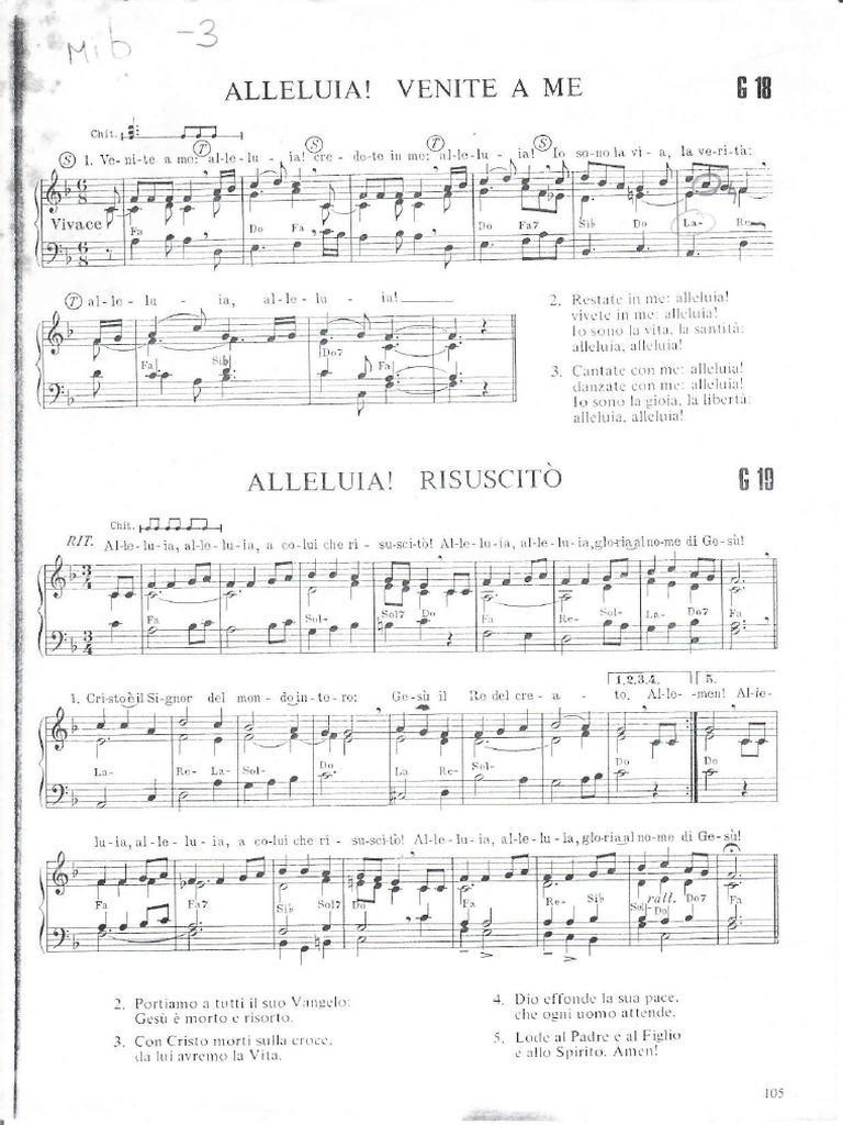 Alleluia - Venite A Me + Resuscitò | PDF