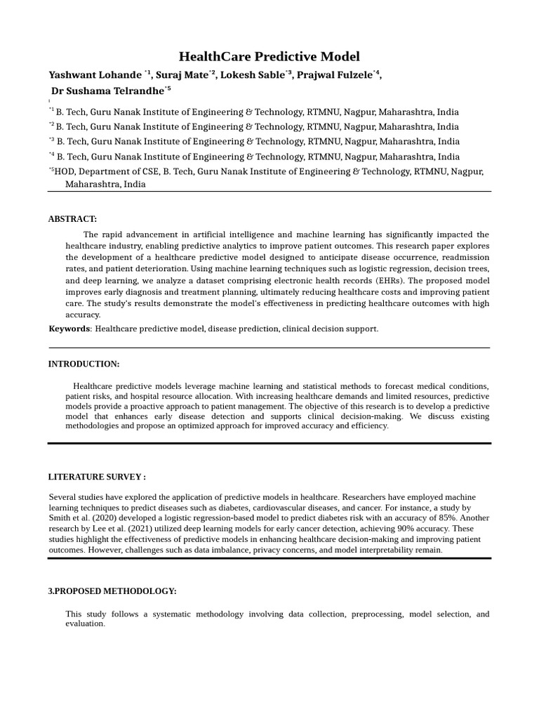 Healthcare Predictive Modeling Insights | PDF | Machine Learning ...