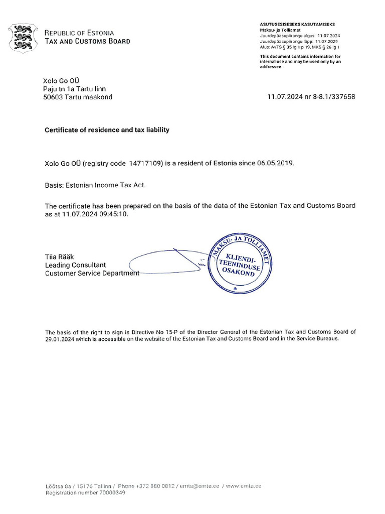 Xolo Go OÜ_2024 | PDF