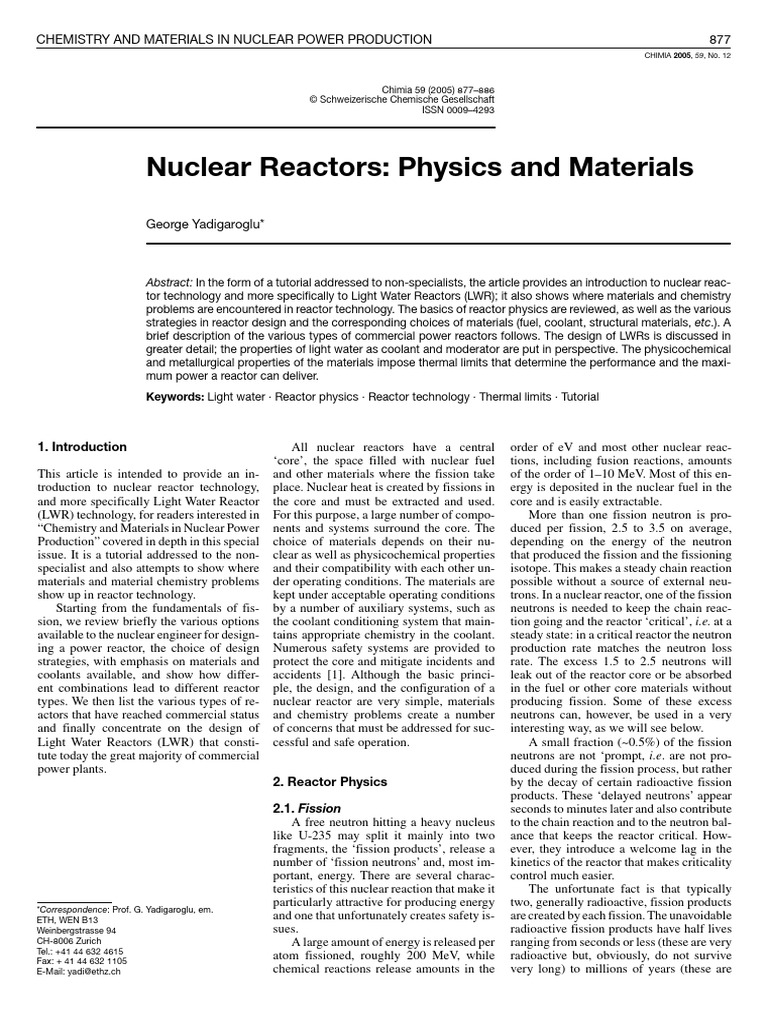 Nuclear Reactors Physics and Materials | PDF | Nuclear Fuel | Nuclear Fission