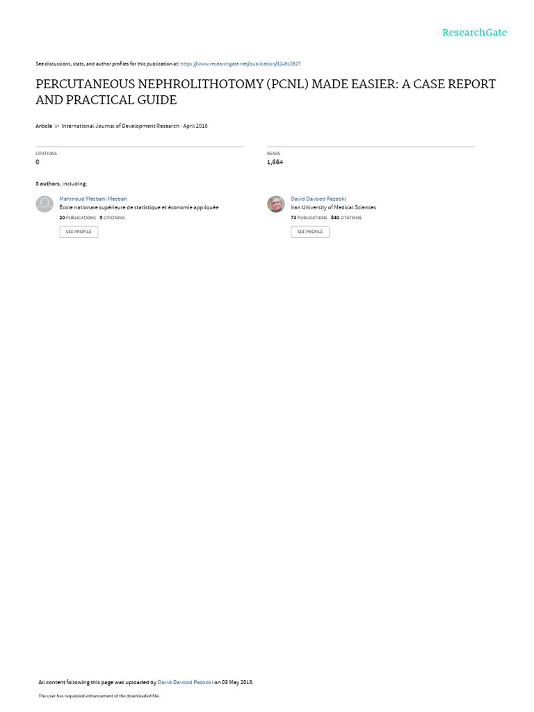 Percutaneous Nephrolithotomy (PCNL) Made Easier: A Case Report and ...
