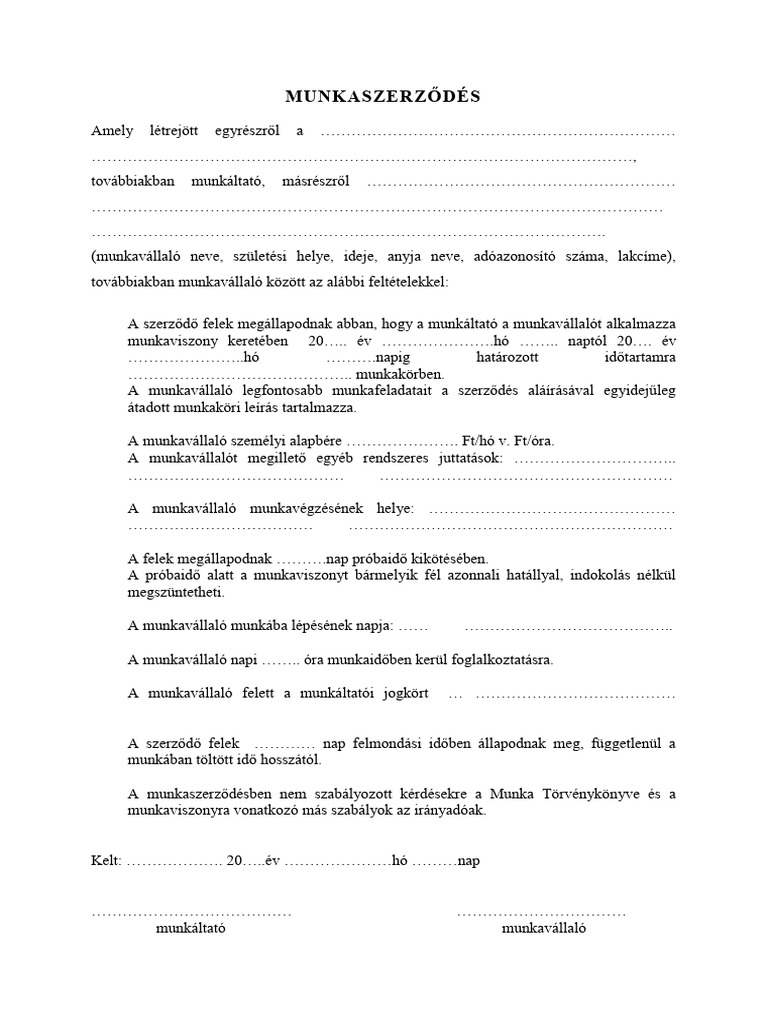 Munkaszerz Hatarozott | PDF