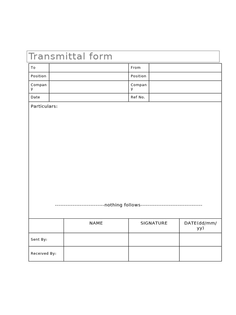 Transmittal Form Format | PDF