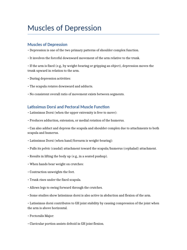 Infraspinous Muscle Role in Shoulder Depression | PDF | Anatomical ...