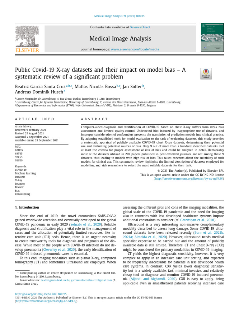COVID-19 X-ray Datasets: Bias Review | PDF | Dependent And Independent ...