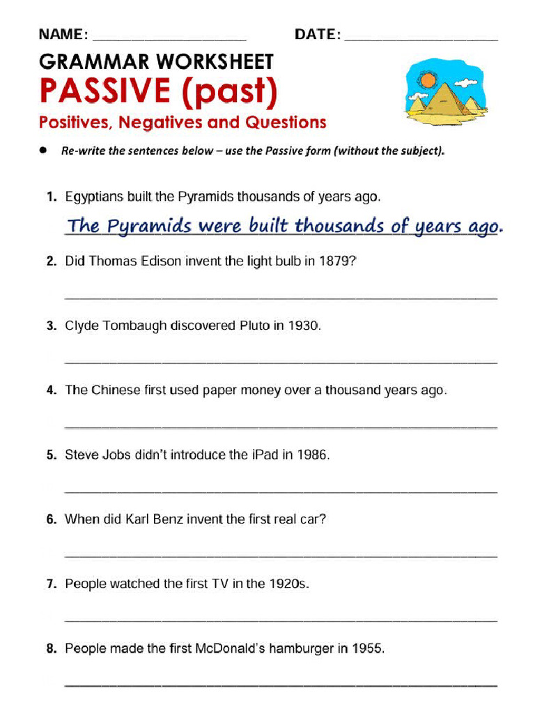 past simple passive worksheet | PDF
