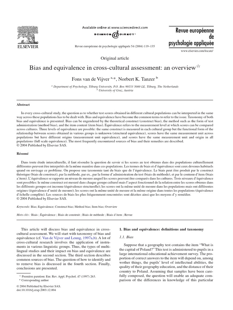Cross-Cultural Assessment Bias Overview | PDF | Sampling (Statistics ...