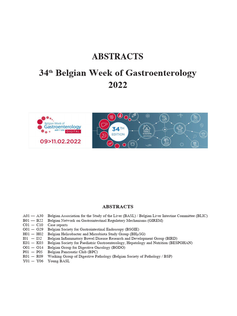 25-Abstracts-2022 - Belgian Week | PDF | Monocyte | Gastroenterology