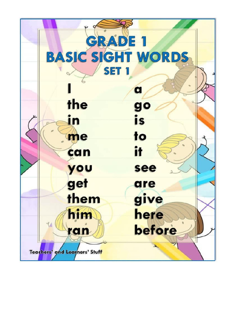 Basic Sight Words G1 Pdf