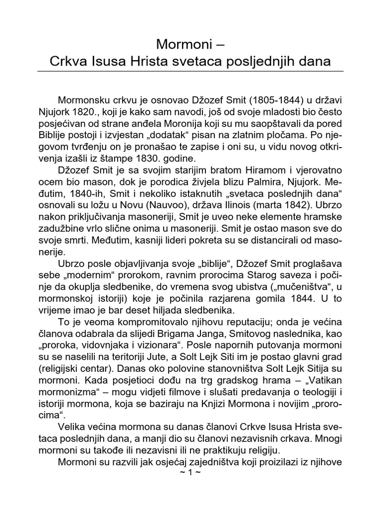 Mormonska Crkva | PDF