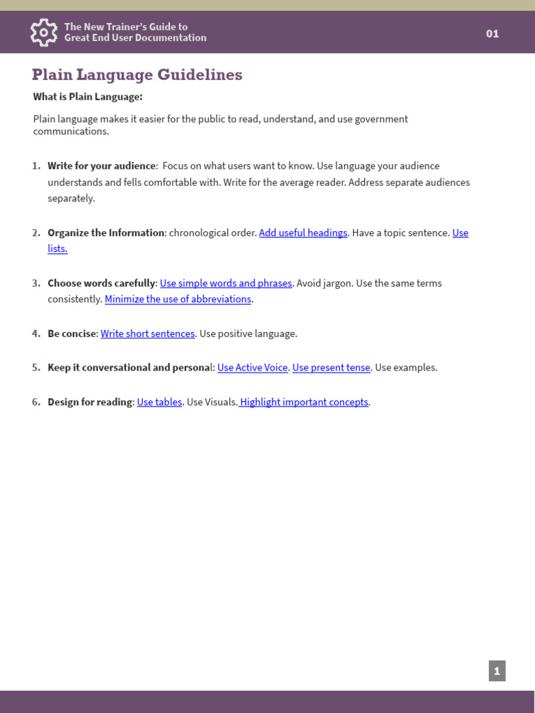 01 Plain Language Guidelines | PDF