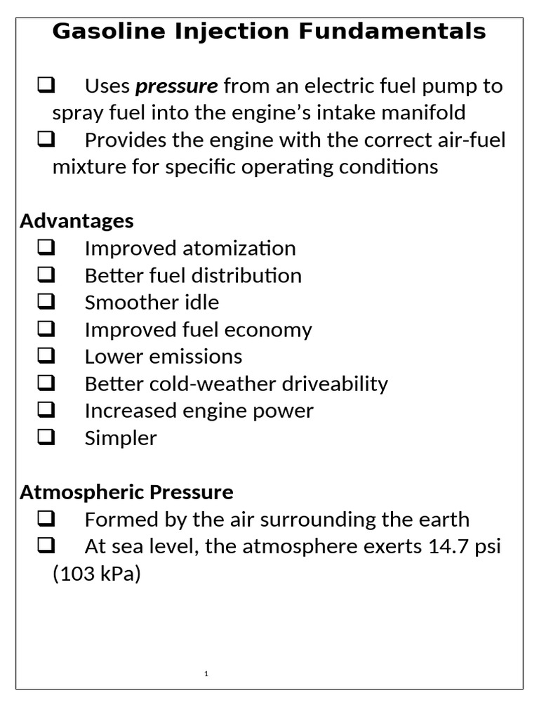 Electronic Fuel Injection System Presentation | PDF | Fuel Injection ...