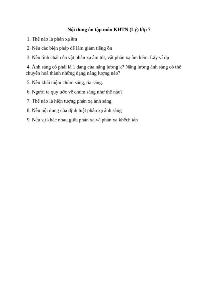 Nội Dung Ôn Tập Môn KHTN | PDF