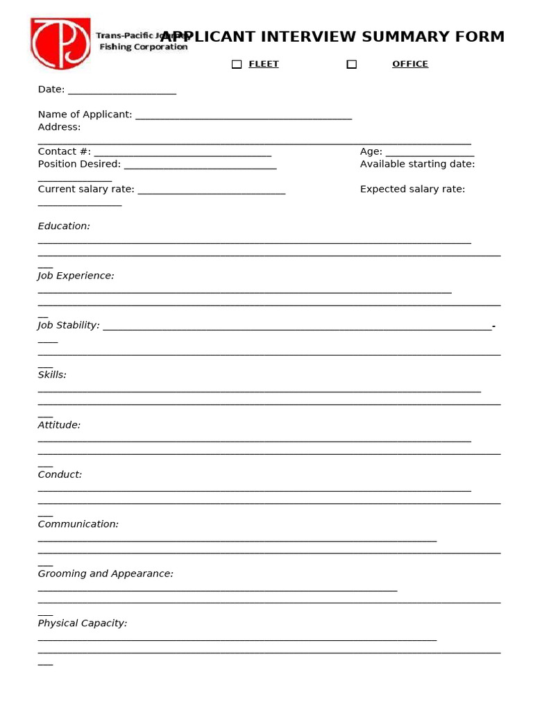 09 - APPLICANT INTERVIEW SUMMARY | PDF