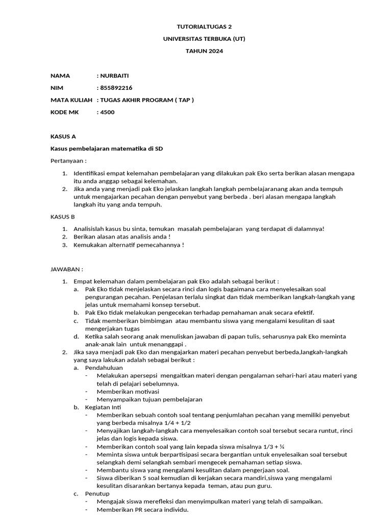 Tutorial Tugas 2 Tugas Akhir Program (Tap) | PDF