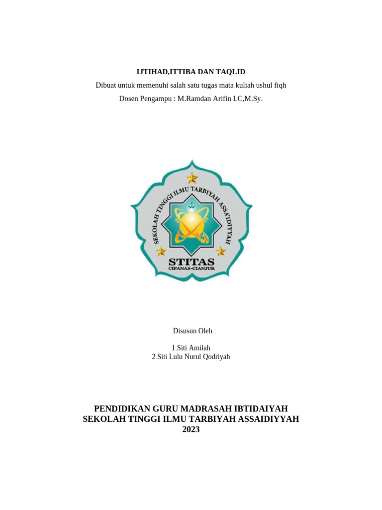 Ijtihad, Ittiba Dan Taqlid | PDF