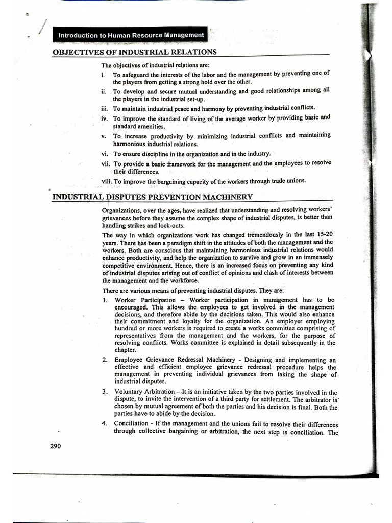 Objective of Industrial Relations | PDF