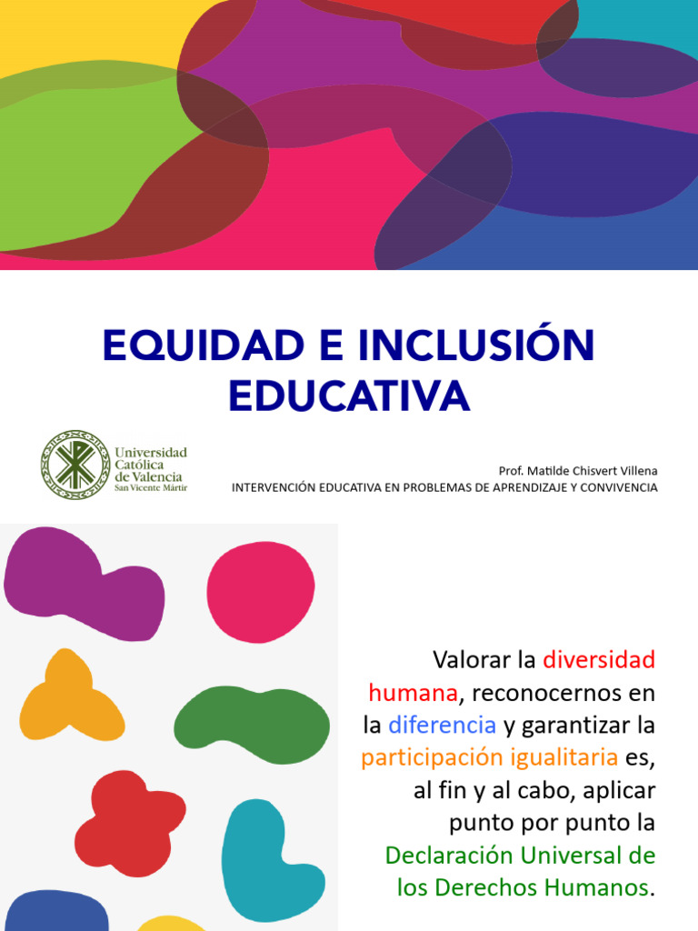 Sesión 1 - EQUIDAD E INCLUSIÓN EDUCATIVA | PDF | Inclusión (Educación ...