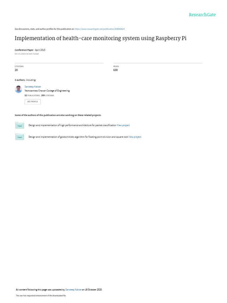 Implementationof Healthcare Monitoring Systenusing Raspberry Pi | PDF | Computer Science | Computing