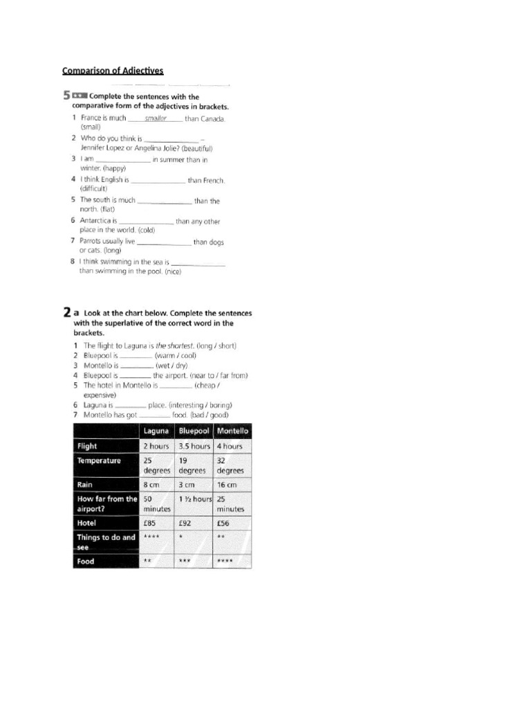 Grade 2 Comparative Adjectives Worksheet | PDF