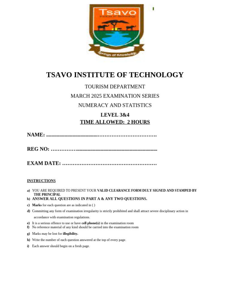 Numeracy Exam March 2025 Pdf Interest Standard Deviation