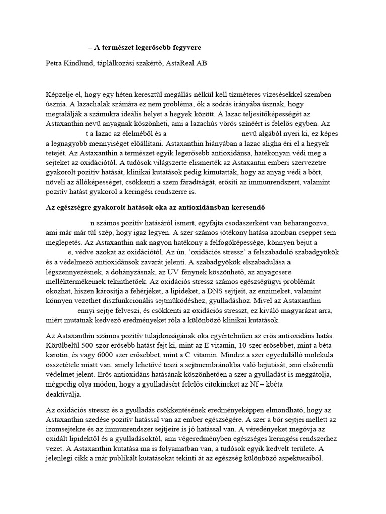Astaxanthin Tanulmány | PDF